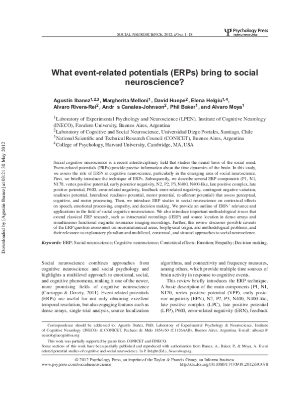 (PDF) What event-related potentials (ERPs) bring to social neuroscience