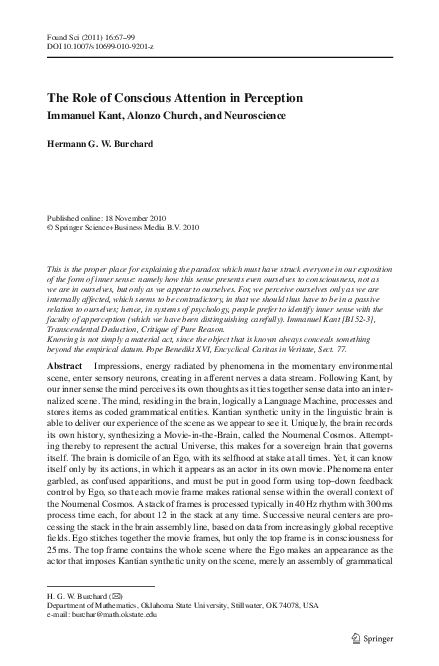 (PDF) The Role of Conscious Attention in Perception