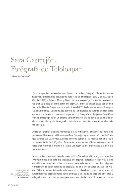 (PDF) Sara Castrejón. Fotógrafa de Teloloapan