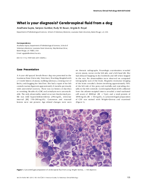 (PDF) What is your diagnosis ? CSF from a dog.