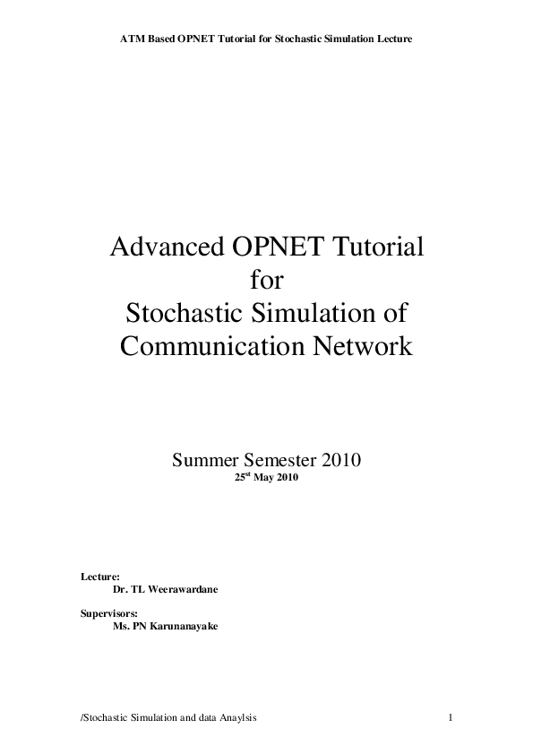 (PDF) ATM Based OPNET Tutorial for Stochastic Simulation Lecture Advanced OPNET Tutorial for ...