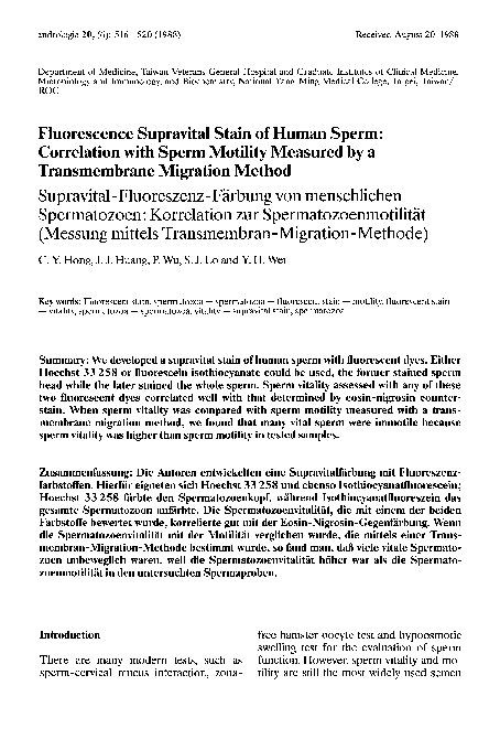 (PDF) Fluorescence supravital stain of human sperm: correlation with ...