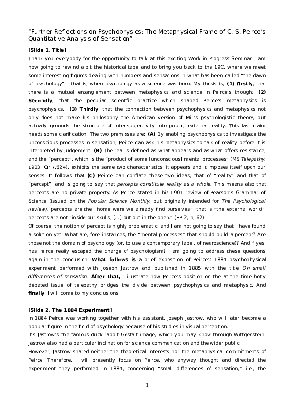 (PDF) “Further Reflections on Psychophysics: The Metaphysical Frame of ...