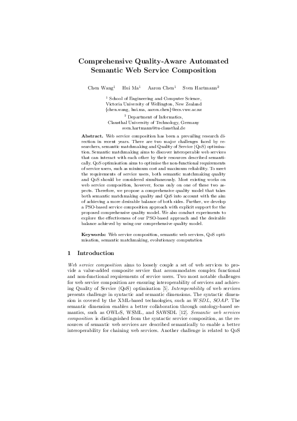 Pdf Comprehensive Quality Aware Automated Semantic Web Service Composition Chen Wang