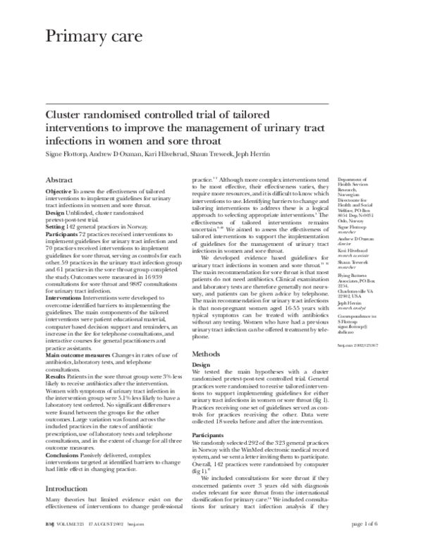(PDF) Cluster randomised controlled trial of tailored interventions to ...