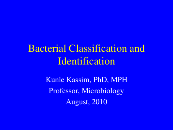 (PDF) Bacterial Classification and Identification