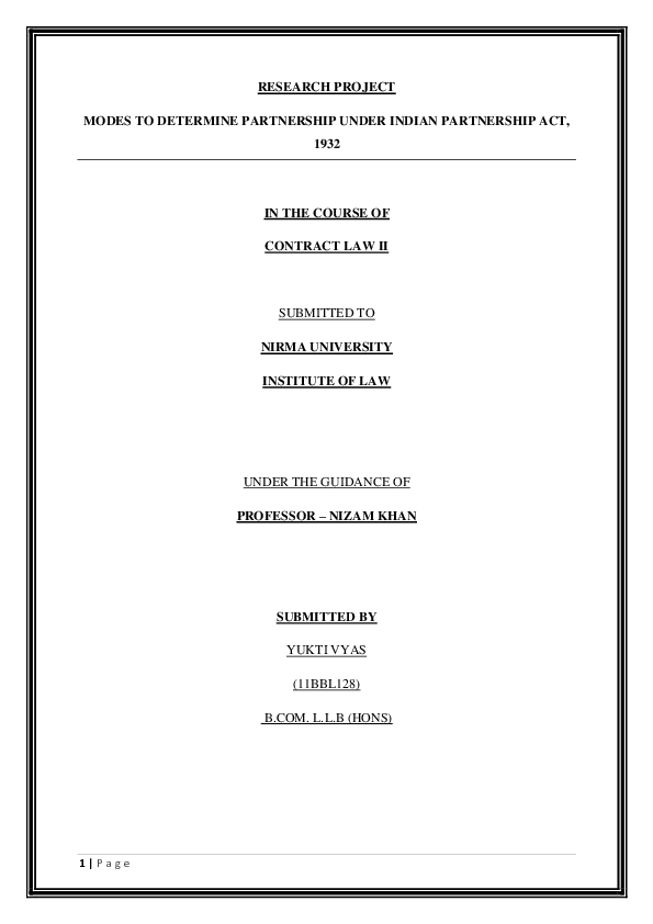 (DOC) Research Project Contract