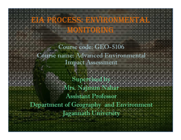(PDF) EIA Process: Environmental Monitoring