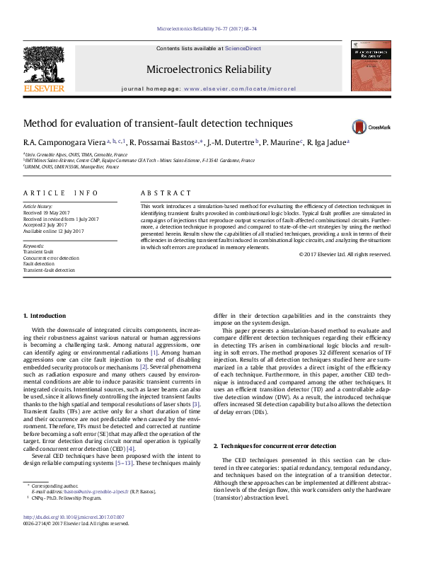 Pdf Method For Evaluation Of Transient Fault Detection Techniques