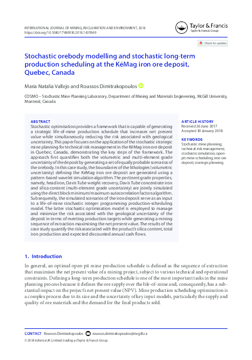 (PDF) Stochastic orebody modelling and stochastic long-term production scheduling at the KéMag ...