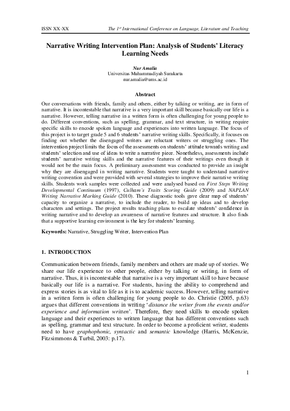 (PDF) Narrative Writing Intervention Plan: Analysis of Students ...