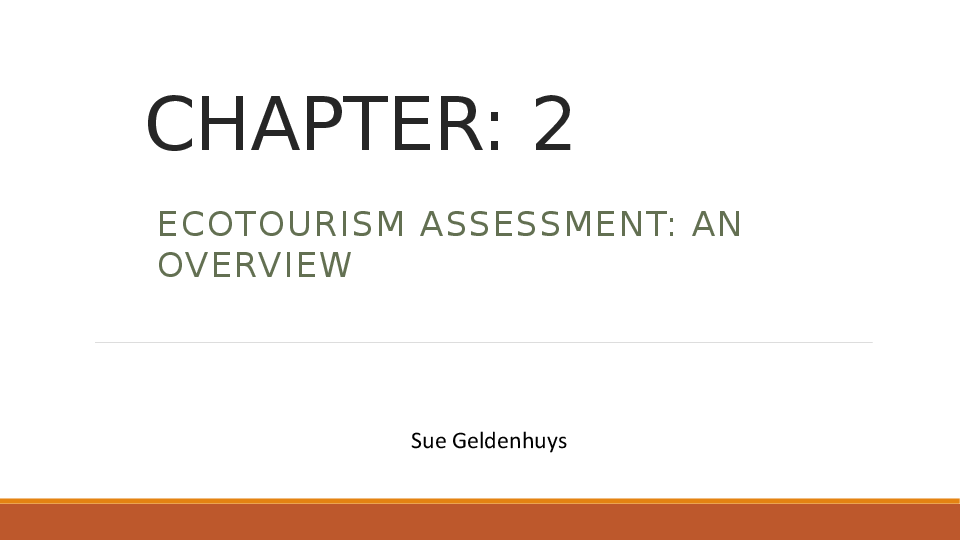 (PPT) Ecotourism-Chapter 02-- Ecotourism Assessment An Overview