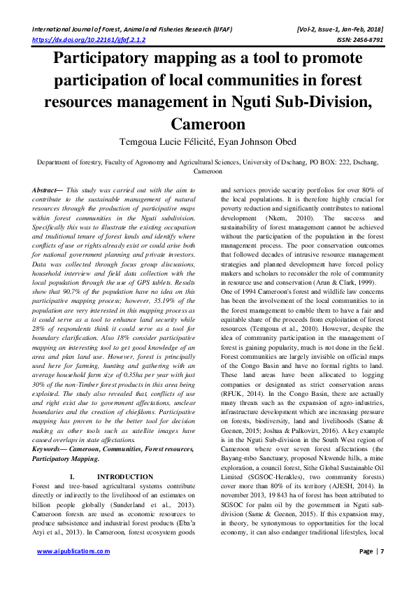 (PDF) Participatory mapping as a tool to promote participation of local ...