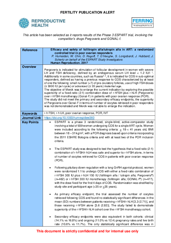 (PDF) FERTILITY PUBLICATION ALERT This document is strictly ...