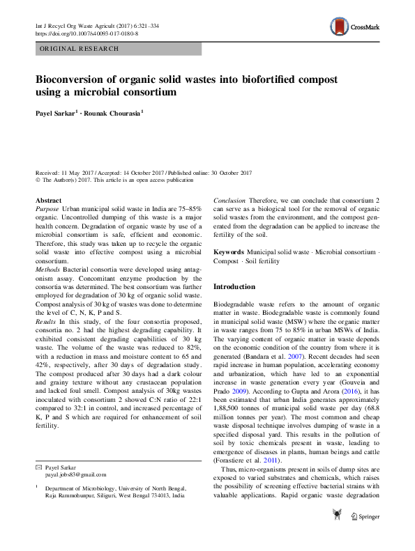 (PDF) Bioconversion of organic solid wastes into biofortified compost ...