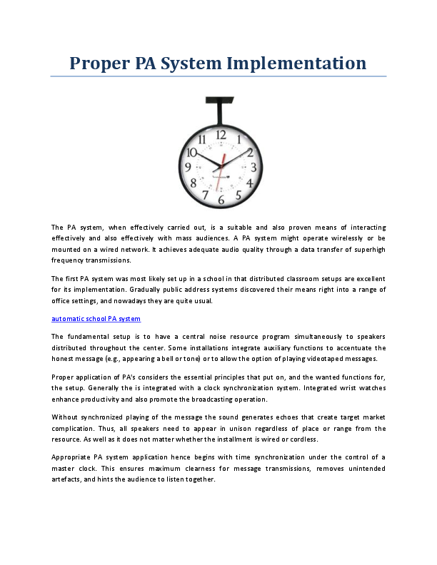 (PDF) Proper PA System Implementation