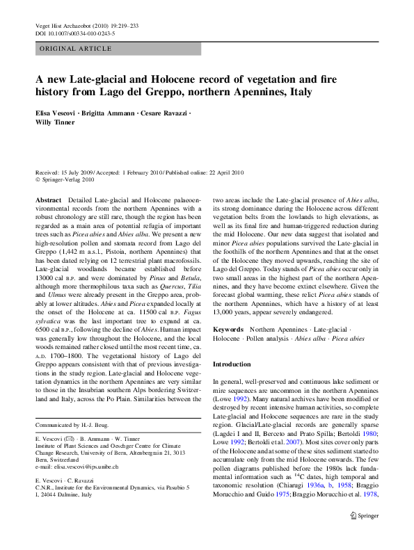 (PDF) A new Late-glacial and Holocene record of vegetation and fire ...