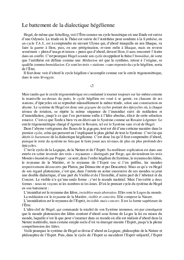 (DOC) Le battement de la dialectique hégélienne