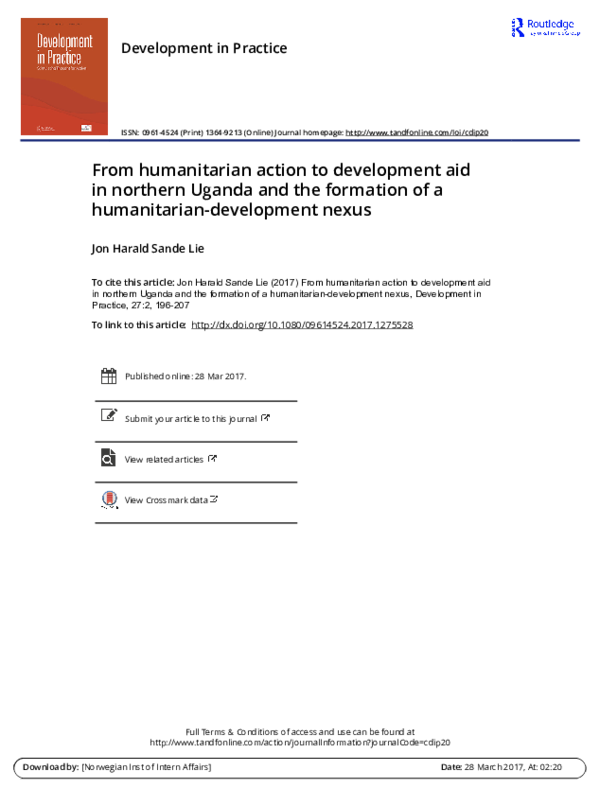 (PDF) Development in Practice From humanitarian action to development ...