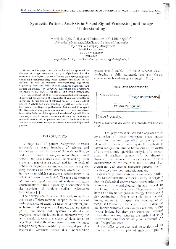 Pdf Syntactic Pattern Analysis In Visual Signal Processing And Image