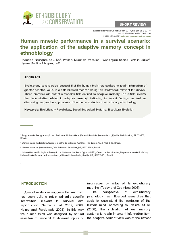 (PDF) Human mnesic performance in a survival scenario: the application ...