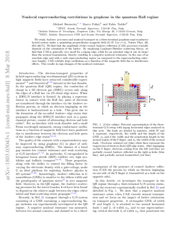 (PDF) Nonlocal superconducting correlations in graphene in the quantum Hall regime