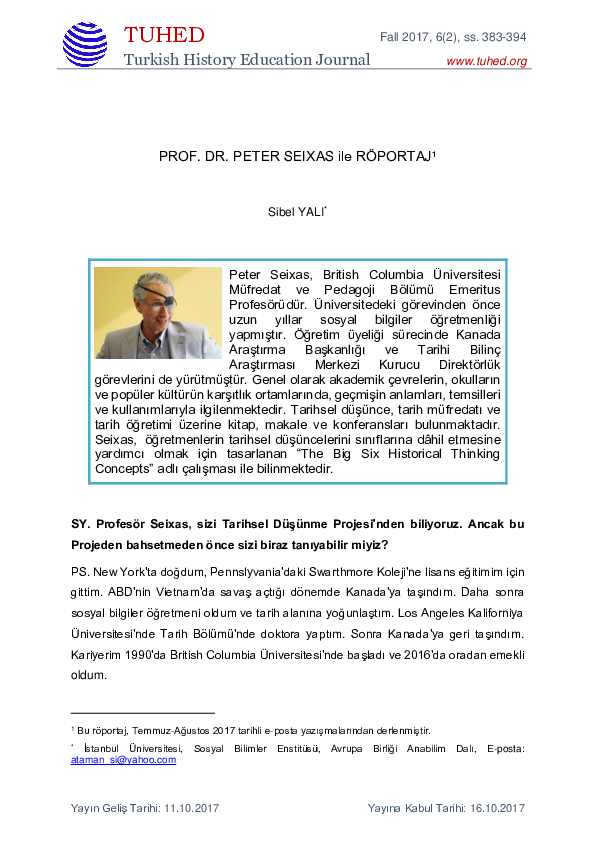 (PDF) INTERVIEW with PROFESSOR PETER SEIXAS
