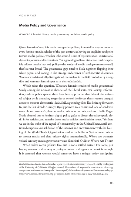 (PDF) Media Policy and Governance