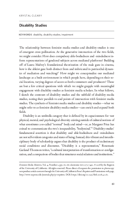 (PDF) Disability Studies