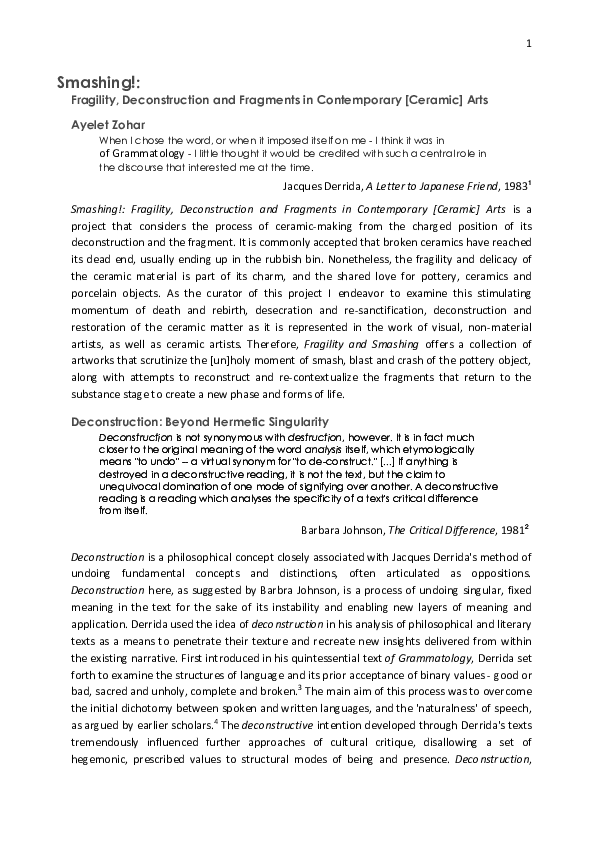 (PDF) Smashing!: Deconstruction, Fragments, and Fragility in ...