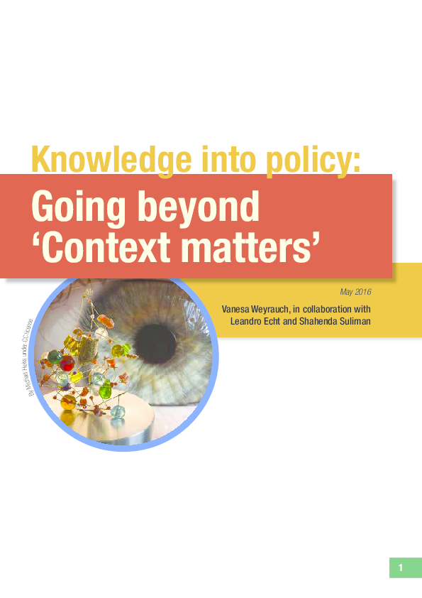 (PDF) Knowledge into policy: Going beyond ‘Context matters’