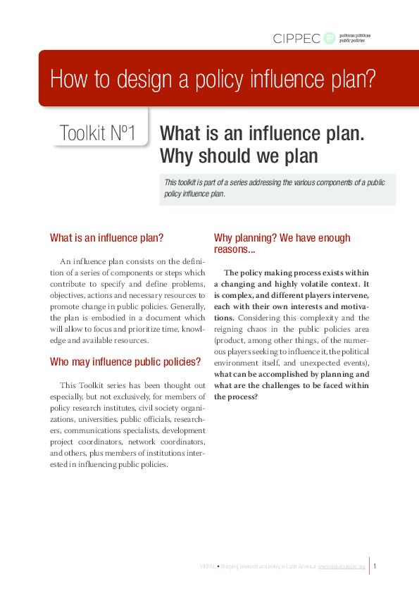 (PDF) How to design a policy influence plan