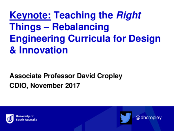 (PPT) CDIO Cropley Keynote November 2017 | David Cropley - Academia.edu