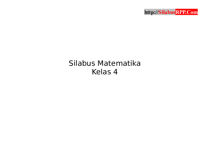 (DOC) Silabus Matematika Kelas 4