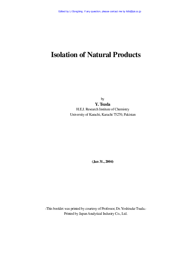(PDF) Isolation of Natural Products