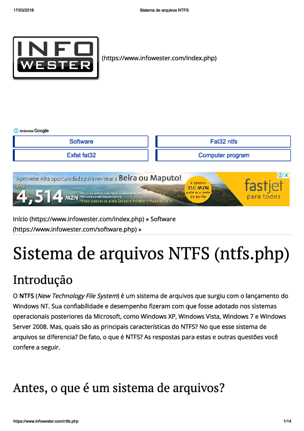 (PDF) Sistema de arquivos NTFS