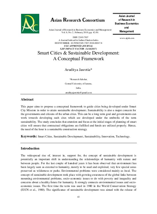 (PDF) Smart Cities & Sustainable Development: A Conceptual Framework