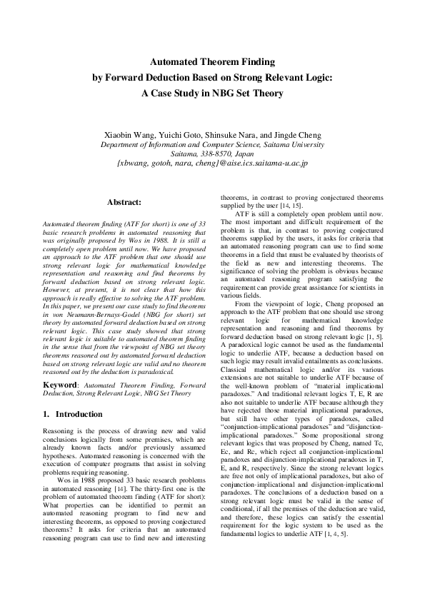 Pdf Automated Theorem Finding By Forward Deduction Based On The Semi Lattice Model Of Formal