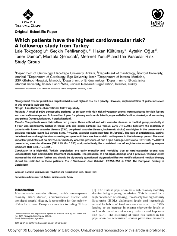 (PDF) Which patients have the highest cardiovascular risk? A follow-up ...