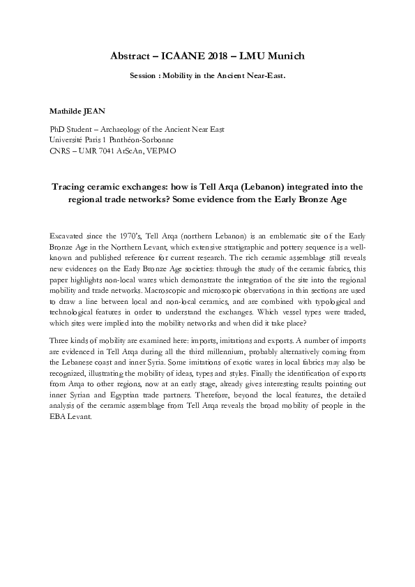 (PDF) Jean M. (2018) Tracing ceramic exchanges: How is Tell Arqa ...