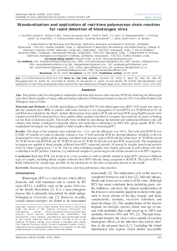 Pdf Standardization And Application Of Real Time Polymerase Chain Reaction For Rapid Detection