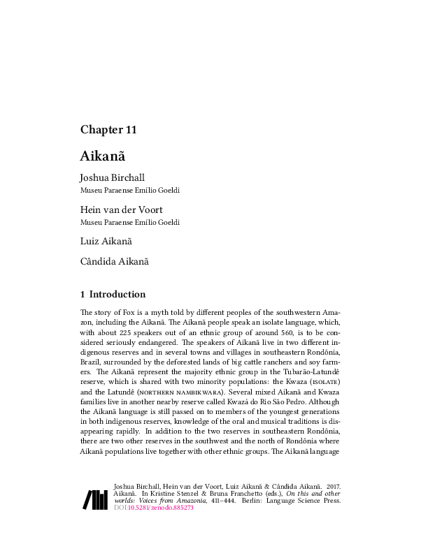 (PDF) Aikanã: The story of Fox | Joshua Birchall - Academia.edu