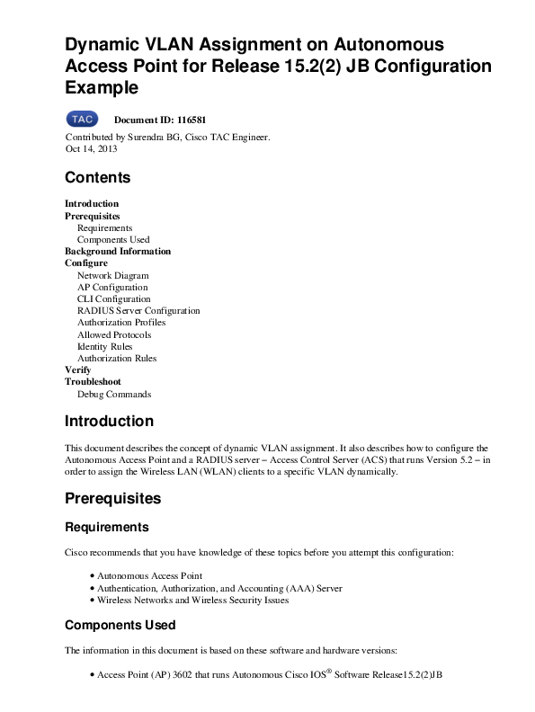 (PDF) Dynamic VLAN Assignment on Autonomous Access Point for Release 15.2(2) JB Configuration ...