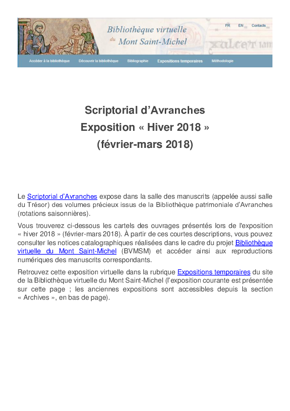 (PDF) Cartels des manuscrits du Mont Saint-Michel [Scriptorial d ...