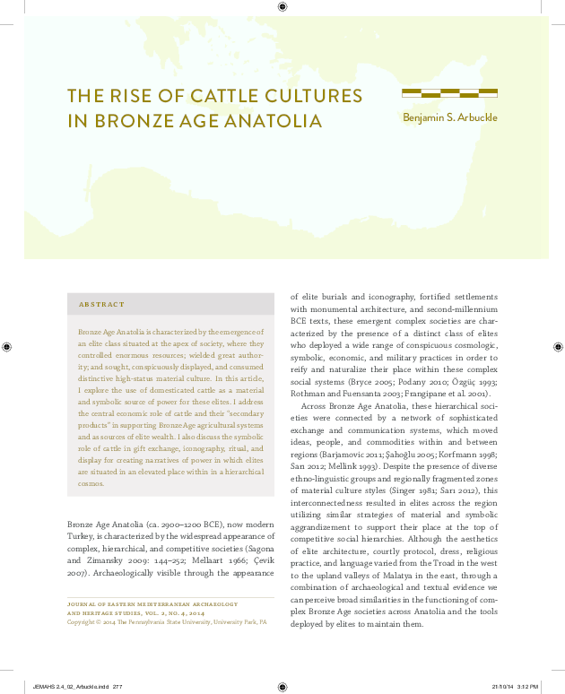 (PDF) The rise of cattle cultures in Bronze Age Anatolia