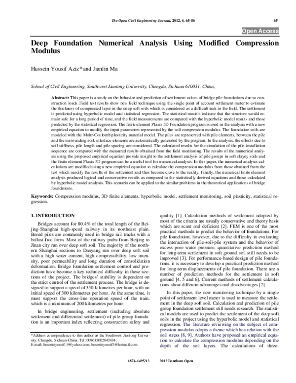 (PDF) Deep Foundation Numerical Analysis Using Modified Compression Modulus