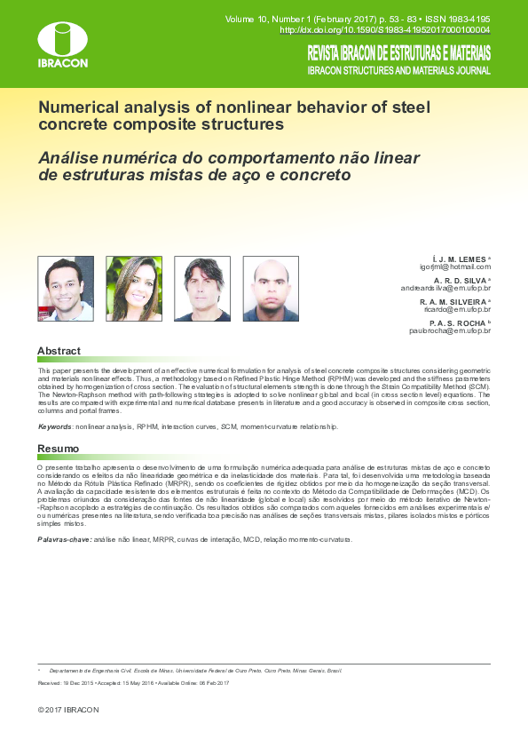 (PDF) Numerical analysis of nonlinear behavior of steel concrete composite structures