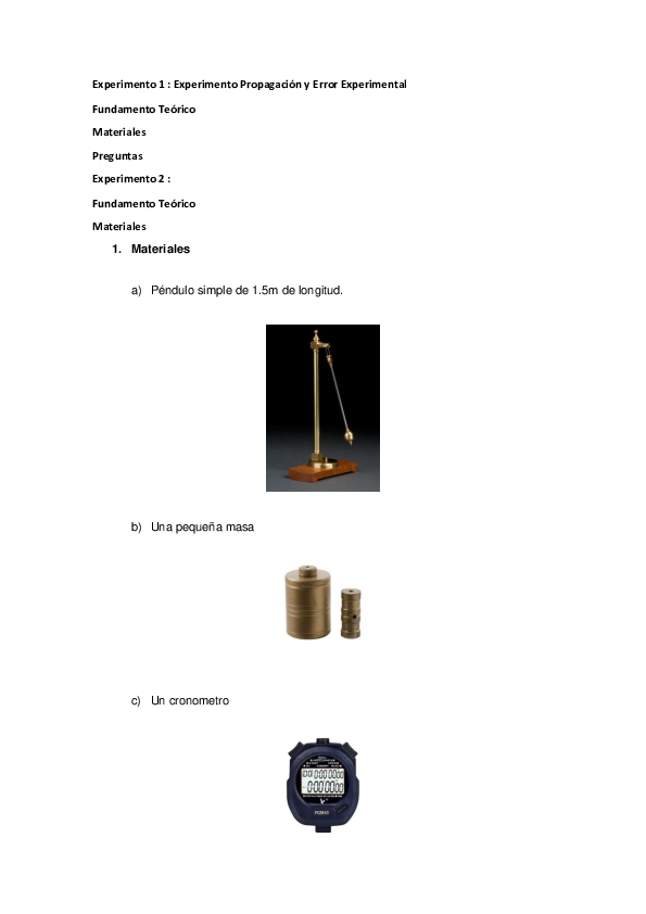 (DOC) Experimento 1 : Experimento Propagación y Error Experimental
