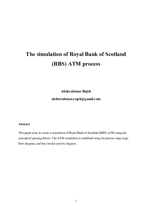 (PDF) The simulation of Royal Bank of Scotland (RBS) ATM process