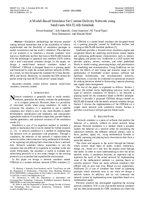 Pdf A Model Based Simulator For Content Delivery Network Using Simevents Matlab Simulink